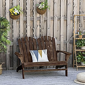 Outsunny 2 Person Adirondack Loveseat, Fire Pit Chair for 2, Wooden Double Adirondack for Patio, Porch, Backyard, Garden with High-Back, Wide Armrests, Brown