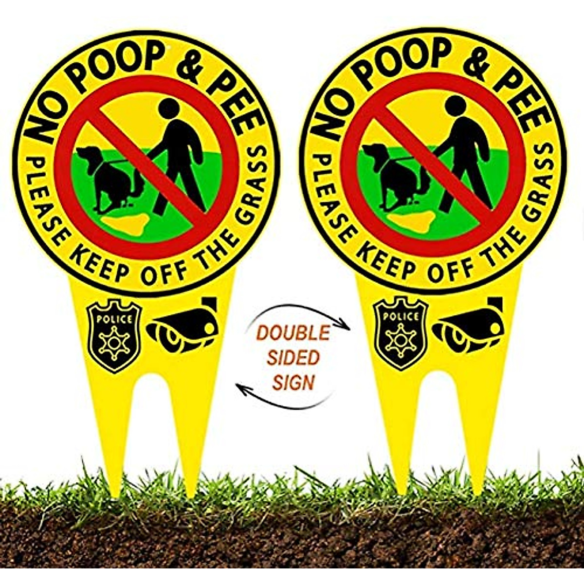 BesLife - Double Sided Sign - No Pooping Dog Signs For Yard - Please Keep Off The Grass Sign - Dont Poop in My Yard Sign with Stake - No Pooping Dog Sign - Dog Signs for Yard