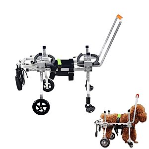 Dog Wheel Chair, Adjustable 4 Wheel Pet Wheelchair with Handle for Small and Medium Sized Cats/Dogs, Dog Wheelchair Cart for Front Leg Arthritis, Weak Limbs (XXXS)