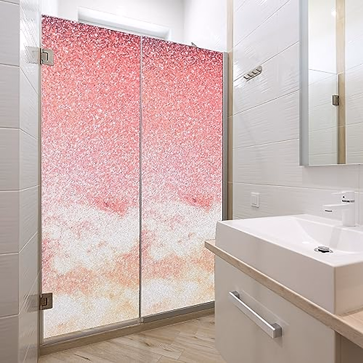 IOACIY Privacy Window Film Frosted Glass Sticker for Home Office Static Anti-UV Window Paper Decorative Window Covering for Bathroom (Universe Outer Space Starry Sky Red Blue-62, 17.7" x 23.6")