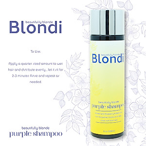 Blondi Beautifully Blonde Purple Shampoo - Vegan - Paraben Free - Sulfate Free - Salt Free - Animal Cruelty Free - Purple Shampoo for Blonde Hair - Toning Blue Shampoo for Blonde and Gray Hair