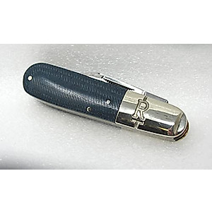 Blue Jean Denim Micarta Handle Rough Ryder Traditional Two Blade Barlow Pocket Knife