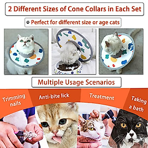 Konnfeir Cat Cone Collar 2pcs Adjustable Protective Collar for Pet Cat Recovery Collar Wound Healing (A-Milk, S+M)