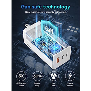 USB C Charger, Baseus 65W USB C Wall Charger, 3 Ports Foldable GaN Charger, Fast Charger for iPhone 14/Pro Max/SE/11/XR/XS, Samsung S22+/S22, MacBook Pro/Air, iPad, Laptops, Pixel 7, Steam Deck