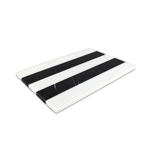 BustleDust 100% Natural Marble Pastry Board for Food, Tea, Coffee, Breakfast, Snacks, Cheese, Appetizers - Use in Kitchen, Bathroom, Office (Glossy Surface,Black&White,11.8x7.9x0.39in)