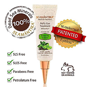 Puffy Eyes Treatment Instant results – Naturally Eliminate Wrinkles, Puffiness, Dark Circle and Bags in Minutes – Hydrating Eye Cream w/ Green Tea Extract, Dead Sea Minerals by SEAMANTIKA – .8 oz