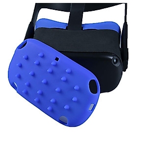 MASiKEN Silicone Mask Cover & Face Cushion for Oculus Quest, Head Cover Protection Skin Cap, Face Pad Replacement Accessories Shock-Resistant Sweatproof Lightproof (Blue)