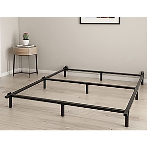 THEOCORATE Full Bed Frame, 7 Inch Metal Low Profile Bed, Box Spring Foundation, 9-Leg Support, Noise-Free, Easy Assembly, Black