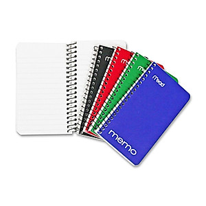 Mead Small Spiral , Lined College Ruled Paper, Pocket Notebook, Memo Pads for Home Office Accessories, School Mini Note Pads, 60 Sheets, 5" x 3", Assorted Colors, 8 Pack (73605)