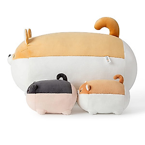 Ditucu Cute Shiba Inu Stuffed Animal Toy Mommy 15.7 inch with 2 Babies 6.2 inch Corgi Akita Dog Plush Pillow Kawaii Plushie Toy Best Gifts for Kids (Shiba Family)