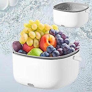 Buddeez Vegetable Cleaner, Fruit ultrasonic Cleaner, Multi-Function Dual Drainage Electric Vegetable Cleaning Basket, Fruit, Vegetable, Rice, Meat, Tableware Ingredient Food Purifier