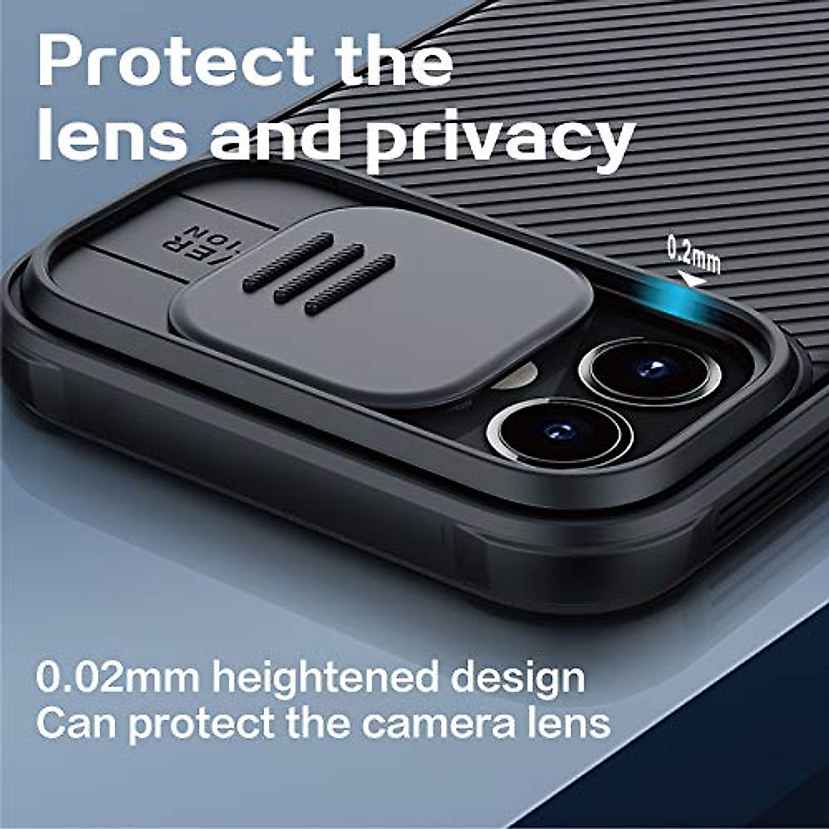 imluckies Compatible with iPhone 12 Pro Max Case with Camera Cover, Hard PC Back & Soft Bumper, Protective & Slim Fit, Camera Protection Case for iPhone 12 Pro Max 6.7" 2020-Black