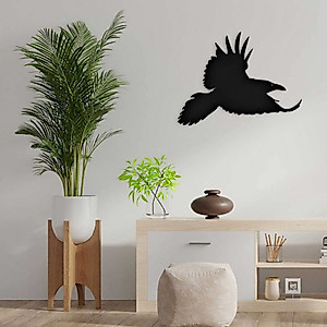 HSART Crow Metal Wall Art, Metal Silhouette Decorative Mural, Black Crow Wall Hanging Sculpture, Used for Living Room Dining Room Garden Decoration
