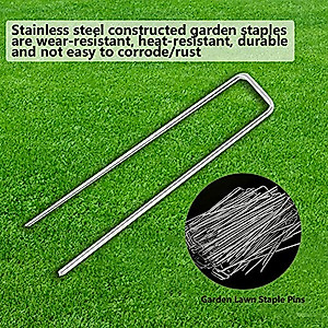 Garden Staples, 6" Stainless Steel Garden Pins, 100Pcs Ground Staples for Sticking on The Ground Securing Ground Cover