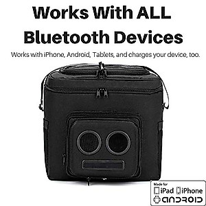 SUPER REAL The #1 Cooler with Speakers on Amazon. 20-Watt Bluetooth Speakers for Parties/Festivals/Boat/Beach. Rechargeable, Works with iPhone & Android (Black, 2023 Edition)