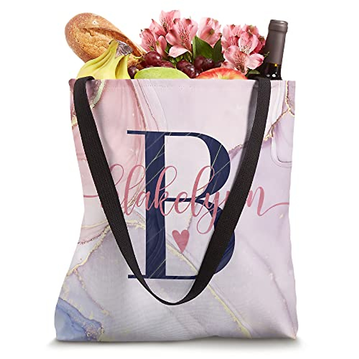 Blakelynn Letter B Initial Monogram Calligraphy Personalized Tote Bag