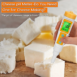 YINMIK Food pH Meter with Extra pH Replaceable Probe,Digital pH Tester for Sourdough and Bread,Food pH Tester for Meat,Canning,Cheese,Solid Samples, Soft Soil and Water…