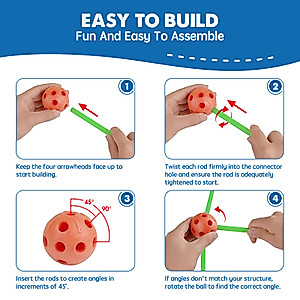 Tiny Land Fort Building Kit Creative Fort Indoor Outdoor for 5,6,7,8 Years Old Boys and Girls STEM Building Toys with Storage Bag DIY Castles Tunnels with 86 Rods and 44 Balls