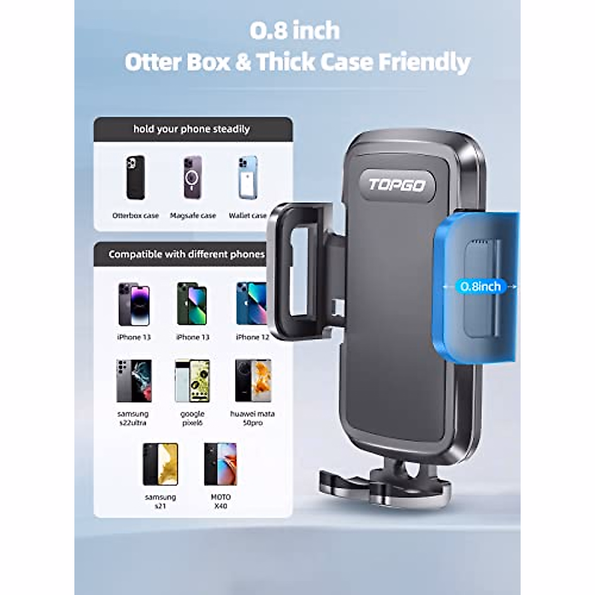 Cup Holder Phone Mount TOPGO Cup Holder Phone Holder for Car with Telescopic Adjustable Neck [Big Phone Friendly & Super Stable] Automobile Smart Phone Cradle for iPhone 14 Pro Max Samsung S23 Ultra