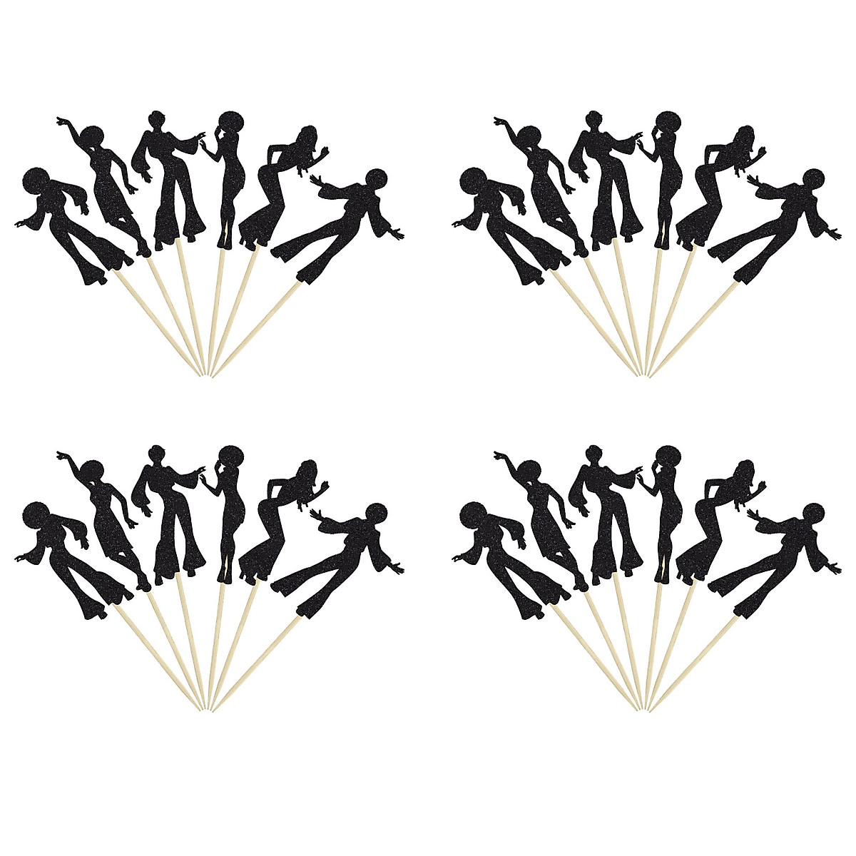 Gyufise 24Pcs 70's Disco Dancing Cupcake Topper 70's Disco Cake Decorations Disco Cupcake Picks for Disco Ball Music Theme Party Birthday Party Wedding Party Decorations