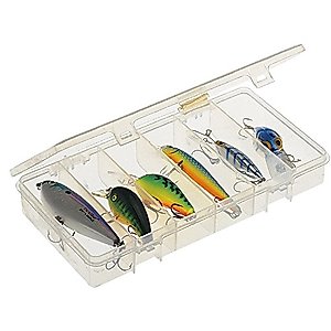 Plano 345046 StowAway 6 Fixed Compartment Box, 8-1/4"L x 4-1/4"W x 1-3/8"H, Clear