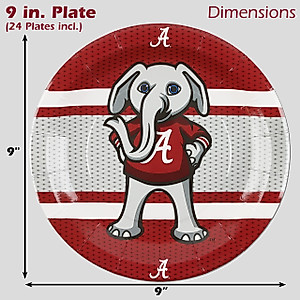 Havercamp University of Alabama Party for 24. Includes 24 Lg. Plates & 32 Luncheon Napkins. Party with Big Al! For Graduation, Tailgate, Birthday, or any Roll Tide Event
