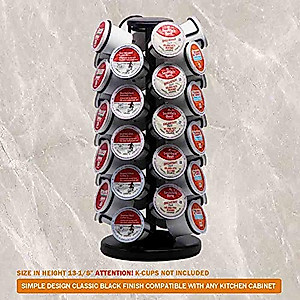 K Cup Holders,K Cup Holder, K Cups Holder,K Cup Carousel, Coffee Pods Holder Storage Organizer Stand,Comes All in One Piece,No Assembly Required,1 Count,Black (Capacity of 40 Pods) (Holds 40 Pods / Heavy Duty Base, Matte Black)