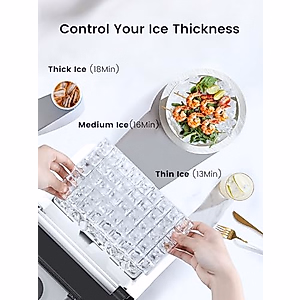 Kndko Ice Cube Maker Machine Countertop, 2 Ways to Add Water, 45Lbs/Day, 24 Pcs Ready in 13 Mins, 2.6 lbs Capacity, Ice Makers Countertop with 24H Timer for Home Bar RV,Stainless Steel Ice Maker
