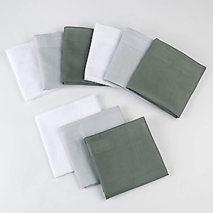 HOULIFE 100% Cotton Women's Men's Handkerchiefs, Solid Stripe Handkerchiefs for Men & Women Soft Cotton Hankies 15.7x15.7 ”