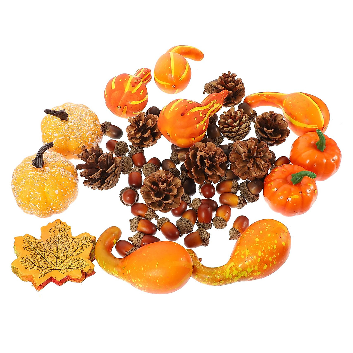 Alasum 1 Set fall decor party supplies halloween decorations pinesol Pumpkin And Maple Leaf Kit Artificial Fall Acorns Maple Leaf Photo Props Artificial Maple Leaves Foam Ornament autumn