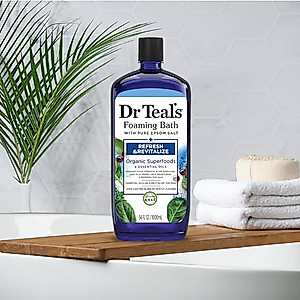 Dr Teal's Foaming Bath with Pure Epsom Salt, Refresh & Revitalize with Vitamins A, B & C, 34 fl oz (Pack of 4) (Packaging May Vary)