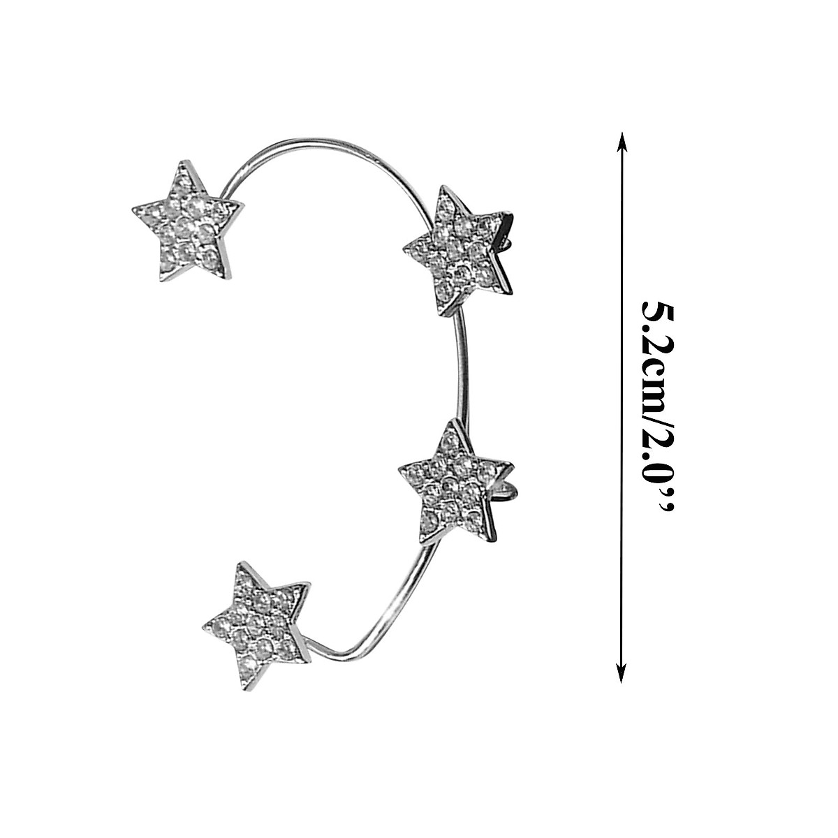 Neon Stud Earrings Star Shape Earrings Ear Clip for Women Girls No Piercing Zircon Star Ear Clips Rhinestone Earrings Cuff Wrap Earrings for Women Hoop Earrings for Women Pack (A, One Size)