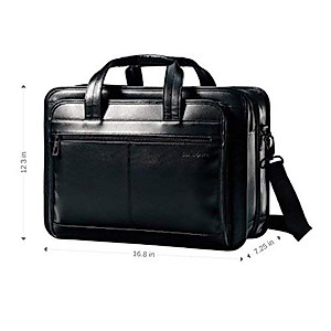 Samsonite Leather Expandable Briefcase, Black, One Size, 17"