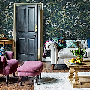 Guvana Floral Peel and Stick Wallpaper Leaf Wallpaper Green Leaves Contact Paper Flowers Self Adhesive Wallpaper DIY Removable Contact Paper Vintage Wallpaper for Bedroom Livering Decor 118"x16.2"