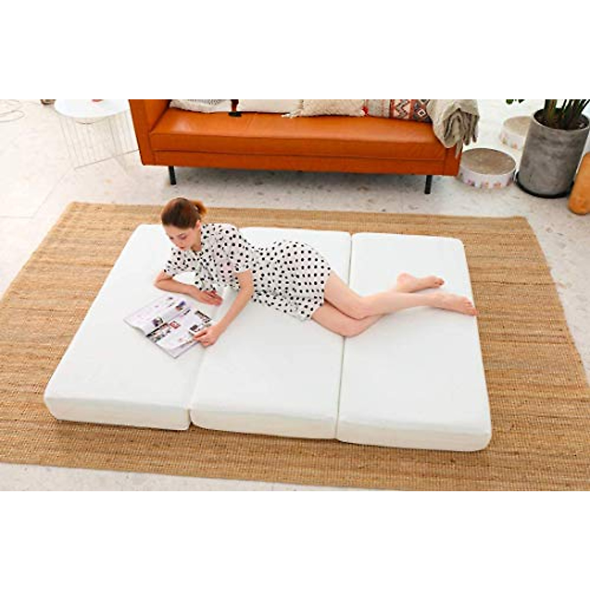 Daily Delight 8-Inch Gel Infused Memory Foam Tri-fold Mattress with Ultra Soft Removable Bamboo Cover (Queen),Plush