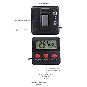 BEAHING Reptile Thermometer Hygrometer Humidity Temperature Sensor Digital Gauge for Reptile Tank Terrariums Incubator Reptile Hygrometer