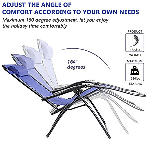 Yangming Galion Reclining Zero Gravity Chair (Set of 2), Dark Blue