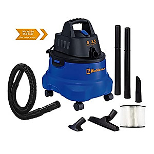 Koblenz WD-5 L2 Portable Wet-Dry Vacuum, 5 Gallon 3.5HP, Blue,Black 5 Year Warranty