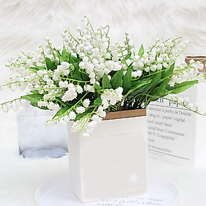 RIABXZ 12 Pcs Lily of The Valley, Artificial Lily of The Valley Flowers Arrangement Bundle for Wedding Bouquet Home Garden Decor White Wedding Artificial Flowers