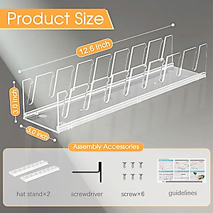 Meeenmiil Hat Organizer for Baseball Caps 2 Pack, Anti-slip Hat Stand for 16 Baseball Caps, Hat Racks for Baseball Caps Storage and Display Hat Holder for Bedroom, Closet, Dresser (Clear)