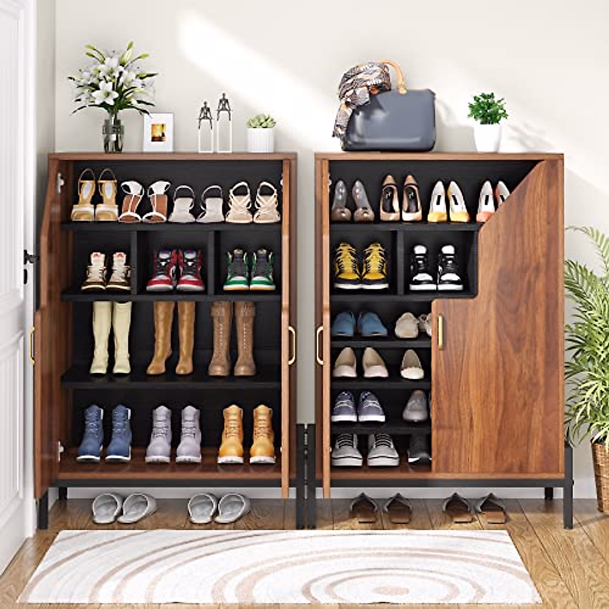 Tribesigns Large Shoe Cabinets, 23 Pairs Shoes Storage Cabinet for Mens with Doors and Adjustable Shelves for Entryway, Hallway