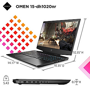 OMEN 15 Gaming Laptop, NVIDIA GeForce GTX 1660 Ti, Intel Core i7-10750H, 8 GB DDR4 RAM, 512 GB PCIe NVMe SSD, 15.6" Full HD, Windows 10 Home, RGB Keyboard (15-dh1020nr, 2020 Model)
