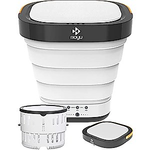 Portable Washing Machine - Foldable Mini Small Portable Washer Washing Machine with Drain Basket for Apartment, Laundry, Camping, RV, Travel, Underwear, Personal, Baby - (110V-200V) - White