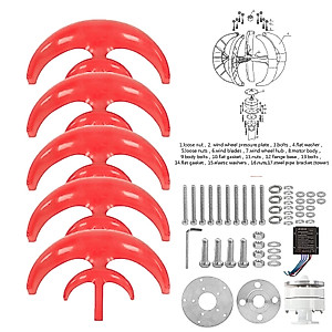 AISINILALAO Low Speed 2M/S 12V 24V 2500W Vertical Wind Turbine Generator Home Windmill Kit Free MPPT Controller for BOAD Light Battery(Yellow),48v