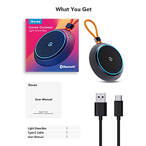 Govee Outdoor Light Show Box, 22 Music Modes and 20 Scene Modes, Bluetooth Smart Group Control 10 Devices, IP65 Waterproof, Battery Powered, USB Charged, Supports Govee Smart Color Lights