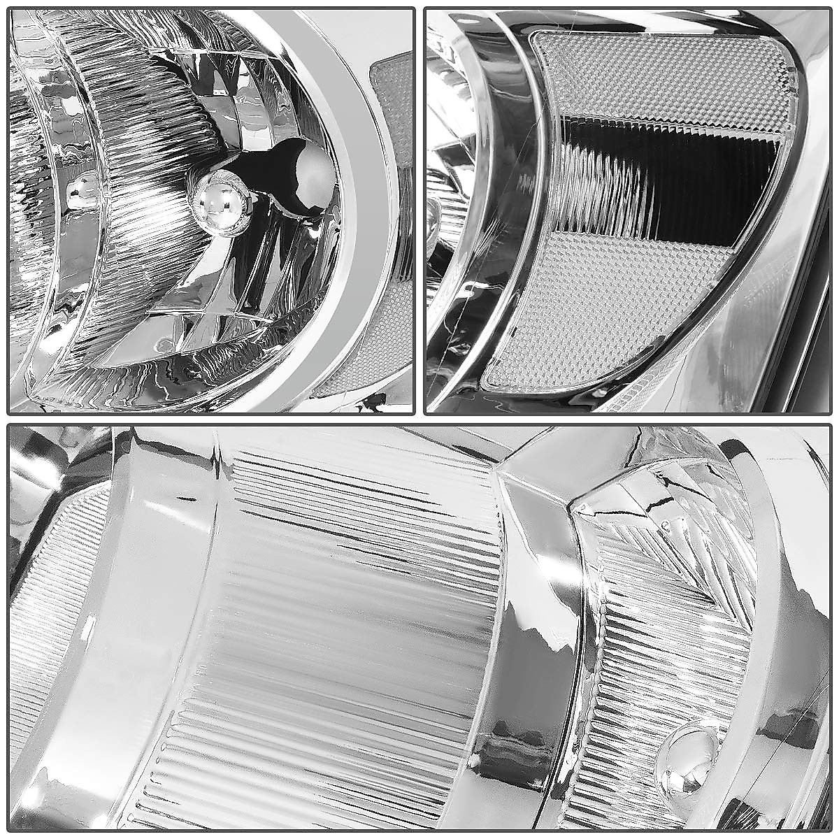Auto Dynasty Factory Style Headlights Assembly Head Lamps Compatible with Dodge Ram 1500 2500 3500 2006-2009, Driver and Passenger Side, Chrome Housing Clear Corner