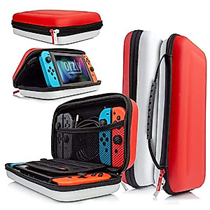 Orzly Carry Case Compatible with Nintendo Switch and New Switch OLED Console -Protective Hard Portable Travel Carry Case Shell Pouch with Pockets for Accessories and Games (POKE)