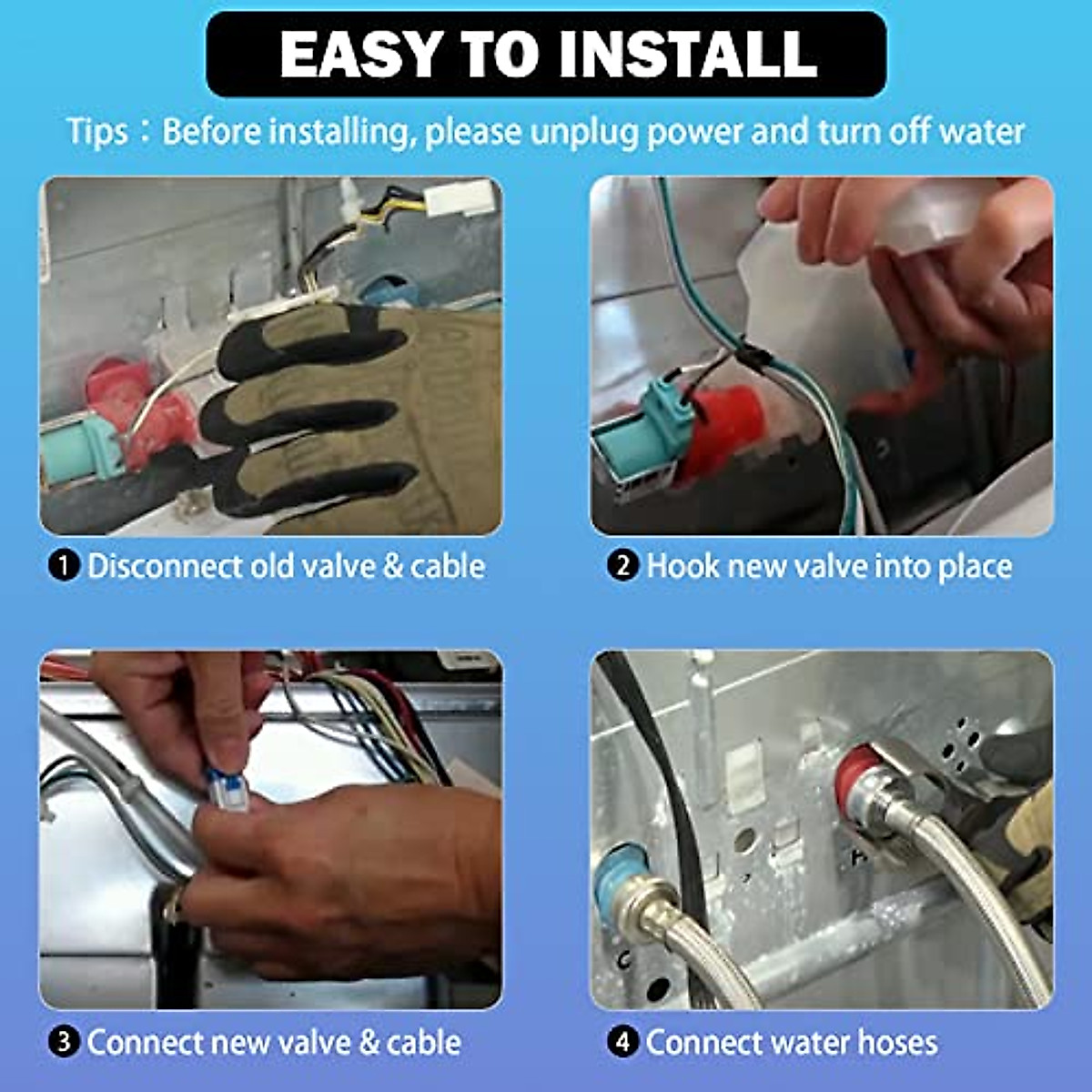 Washer Water Inlet Valve Replaces For Part W11101906 W10883458 AP6329219 W11210463 W10701461 W10869803 fits Whirlpool WTW4816FW2 W10683680 fits Inglis ITW4671EW1 Whirlpool Amana Crosley Maytag