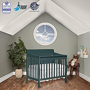 Dream On Me Alice 3-in-1 Full Panel Convertible Mini Crib, Olive, Greenguard Gold Certified