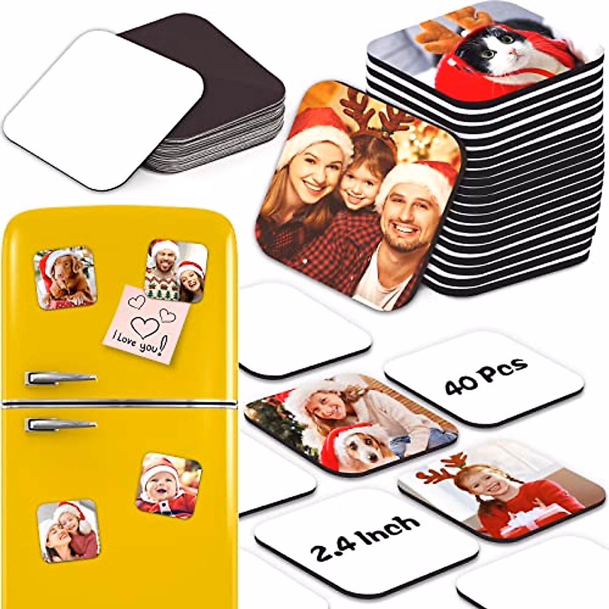 Sublimation Magnet Blanks, Personalized Sublimation Blanks Bulk with 20 PCS Larger Square Blanks, 20 PCS Fridge Magnets for Custom Refrigerator Oven Décor Office Calendar DIY Crafts (6 x 6 cm)